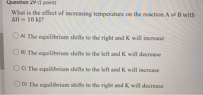 Solved Question 29 (1 point) What is the effect of | Chegg.com