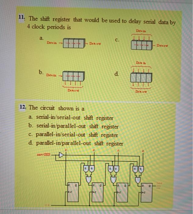 Solved 11. The shift register that would be used to delay | Chegg.com