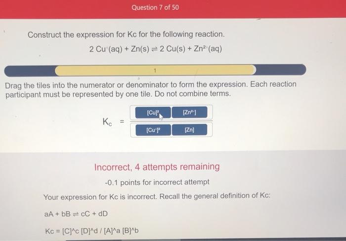 Solved Construct the expression for Kc for the following | Chegg.com