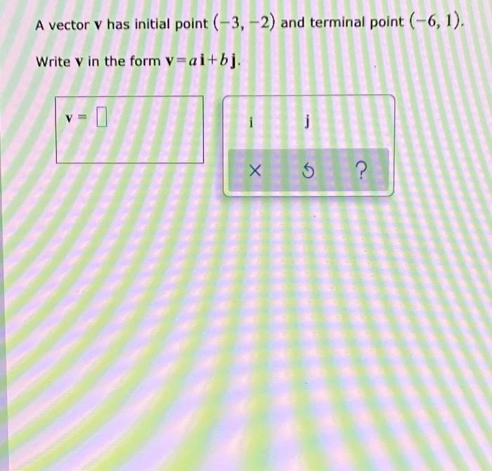 Solved A vector v has initial point (-3,-2) and terminal | Chegg.com