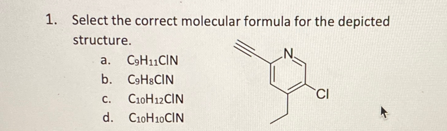 Solved Select the correct molecular formula for the depicted | Chegg.com