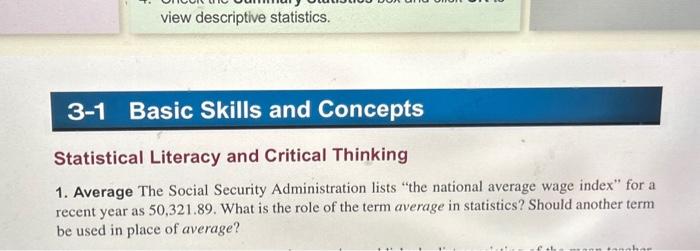 Solved Statistical Literacy and Critical Thinking 1. Average | Chegg.com