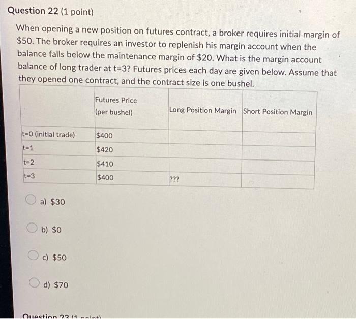 Solved Question 22 (1 point) When opening a new position on | Chegg.com