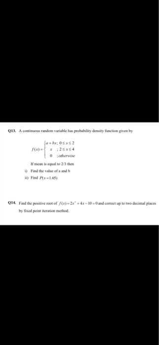 Solved Q13. A continuous random variable has probability | Chegg.com