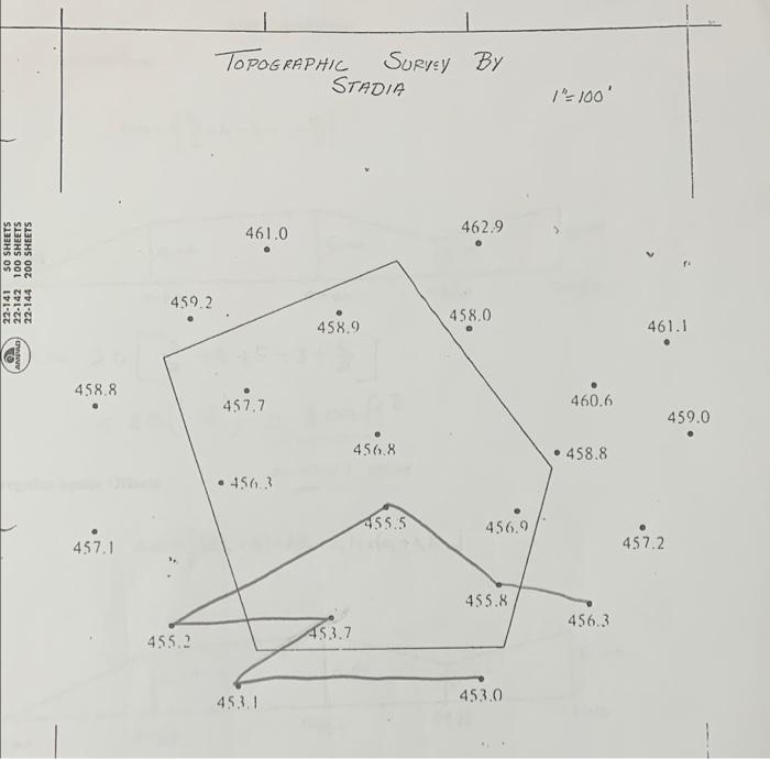 TOPOGRAPHIC SURVEY BY STADIA 1-100' 461.0 462.9 | Chegg.com