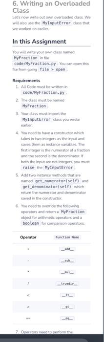Solved 6. Writing an Overloaded Class Let's now write out | Chegg.com