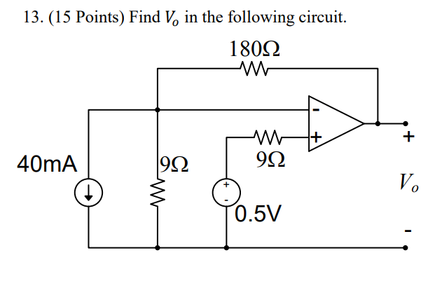 Solved (15 ﻿Points) ﻿Find Vo in ﻿the following circuit. | Chegg.com