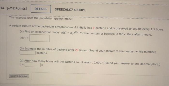 Solved Inis exercise uses the population growth model. A | Chegg.com