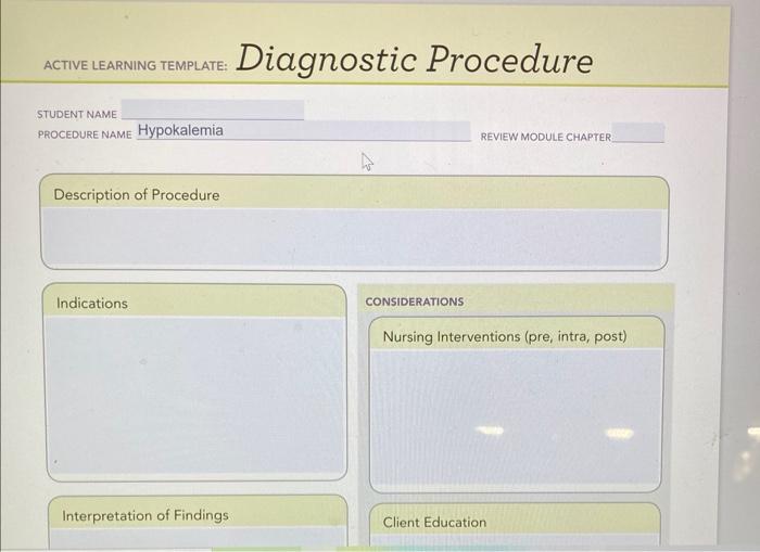 active learning template: Diagnostic Procedure | Chegg.com