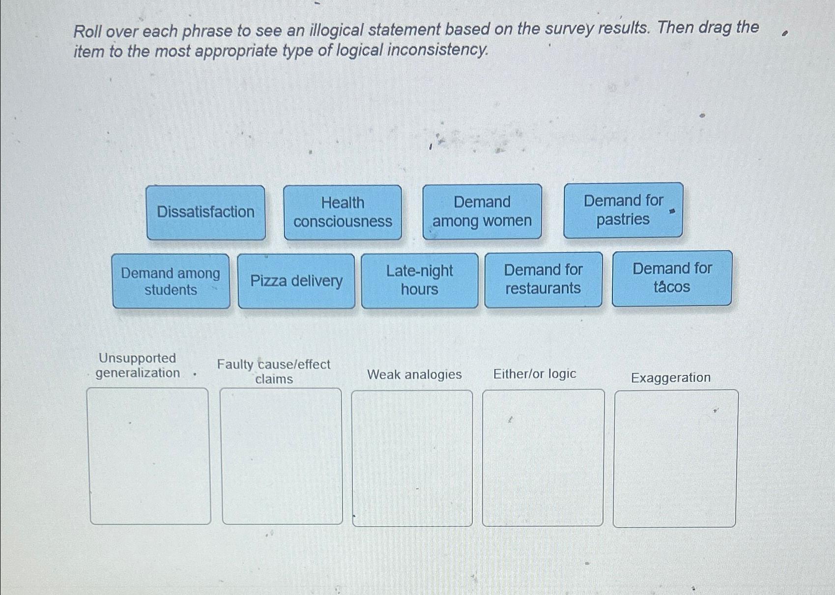 Solved Roll over each phrase to see an illogical statement | Chegg.com