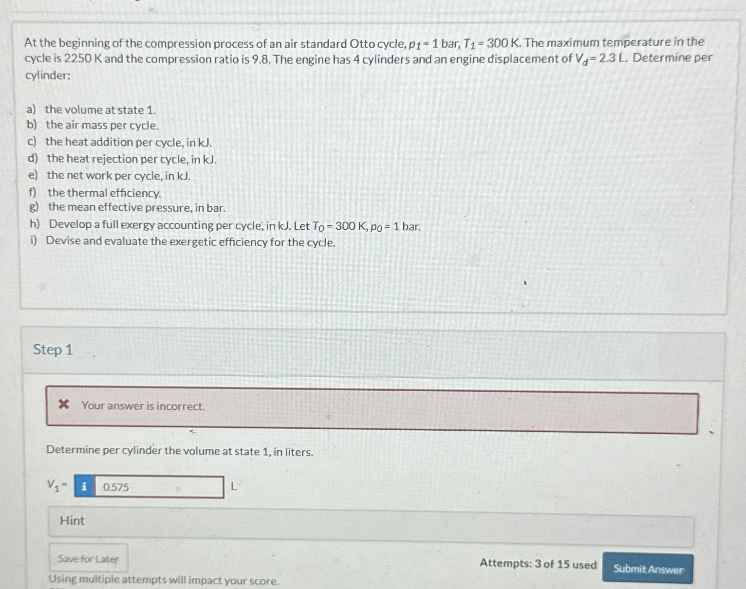 Solved At the beginning of the compression process of an air | Chegg.com