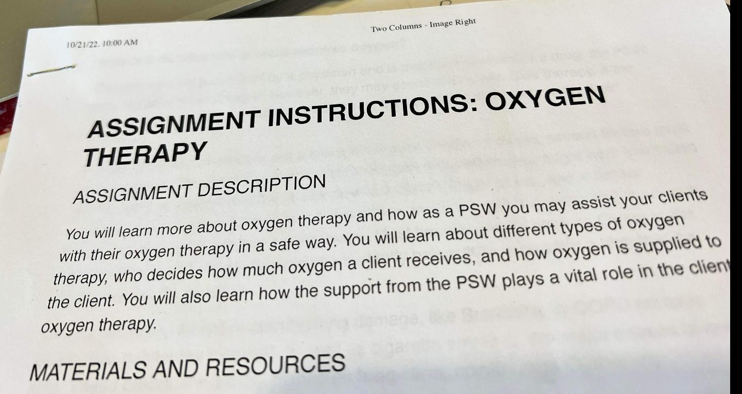ASSIGNMENT INSTRUCTIONS: OXYGEN THERAPY ASSIGNMENT | Chegg.com