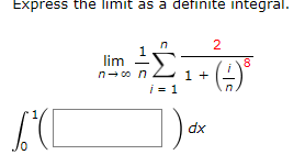 Solved Express the limit as a definite | Chegg.com