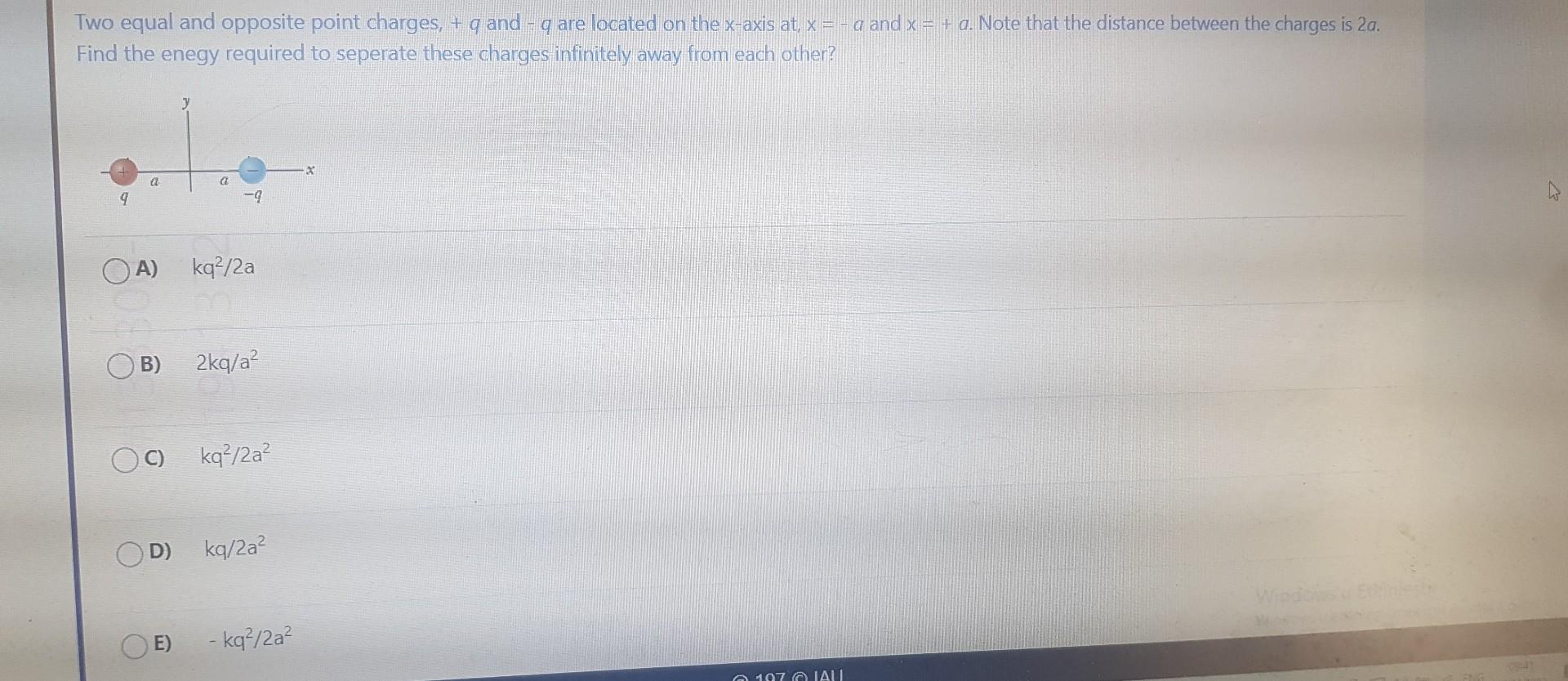 Solved Two equal and opposite point charges, +q and −q are | Chegg.com