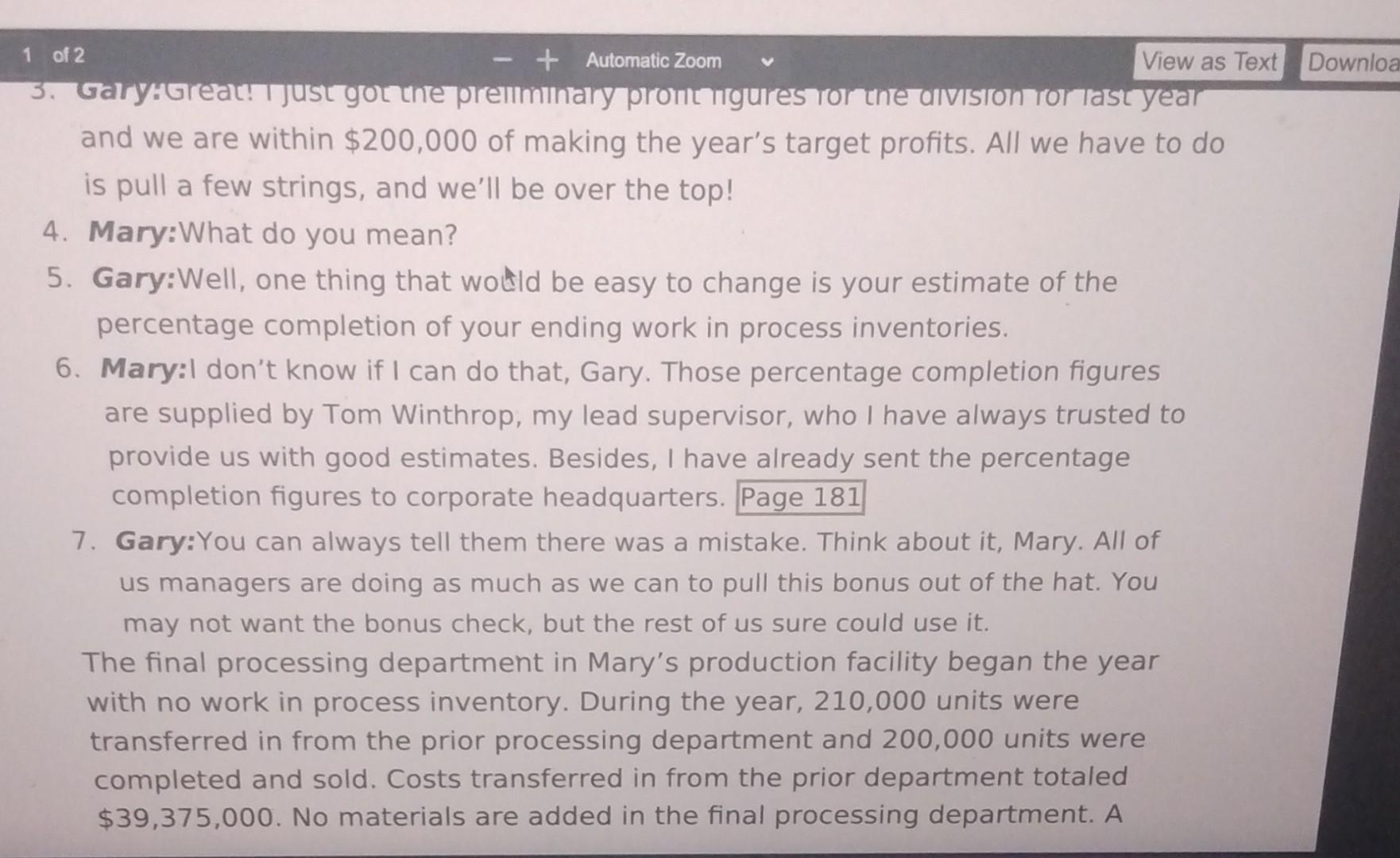 Solved Gary Stevens and Mary James are production managers | Chegg.com