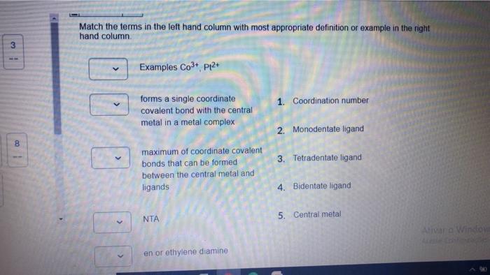 Solved Match the terms in the left hand column with most | Chegg.com