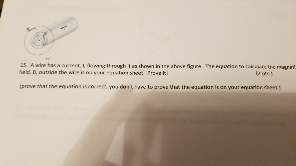 Solved 15. A wire has a current, I, flowing through it as | Chegg.com