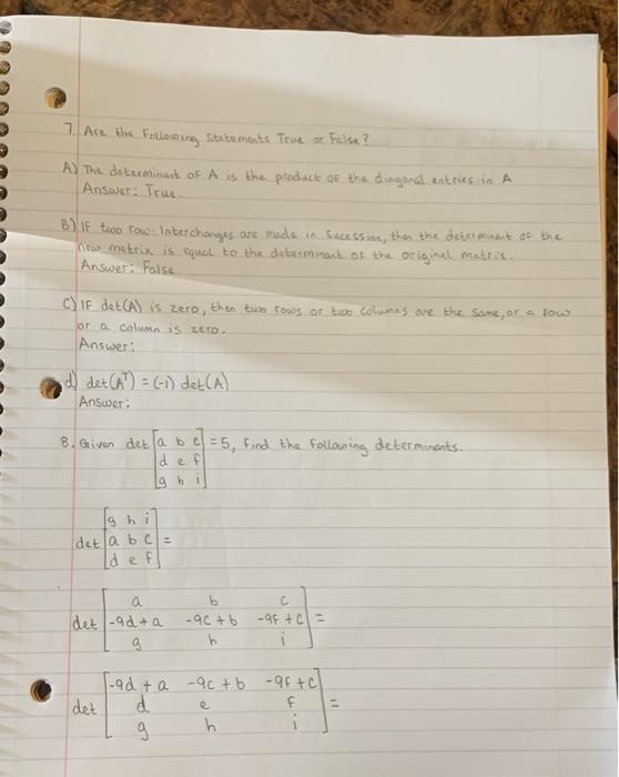 Solved Chapter 2.2. properties of de terminants 1. A ad B | Chegg.com