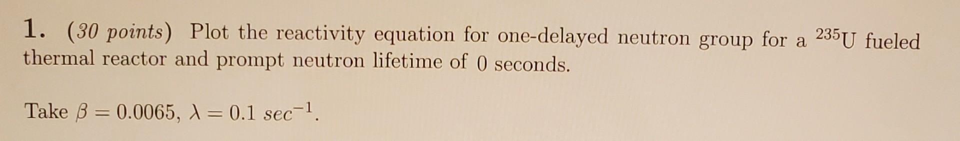 Solved 1. (30 points) Plot the reactivity equation for | Chegg.com