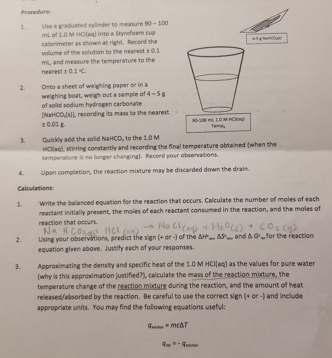 Solved Procedure: 1. Use a graduated cylinder to measure | Chegg.com