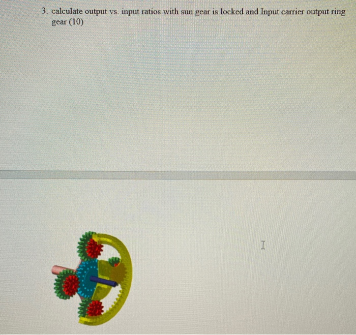 Solved 3. calculate output vs. input ratios with sun gear is | Chegg.com