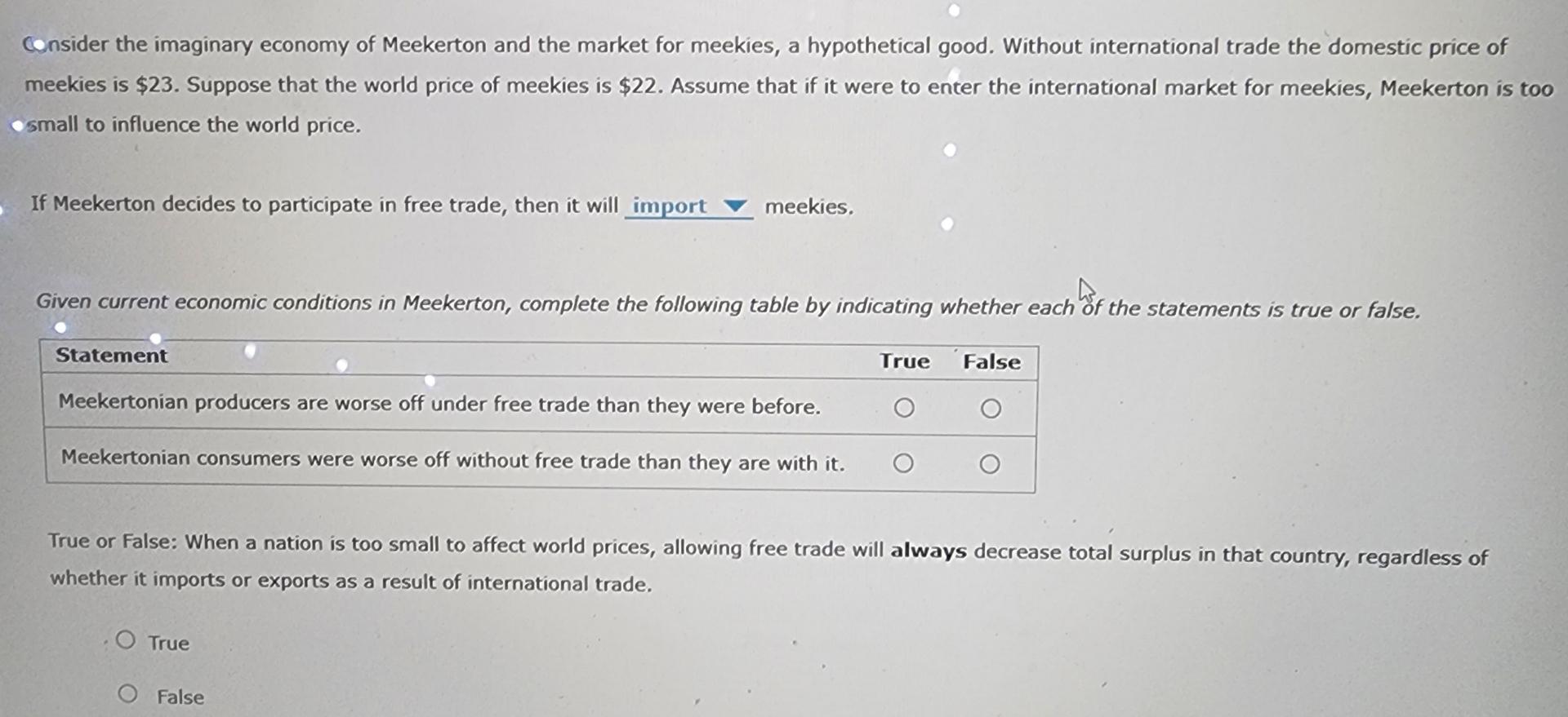 Solved Consider the imaginary economy of Meekerton and the | Chegg.com
