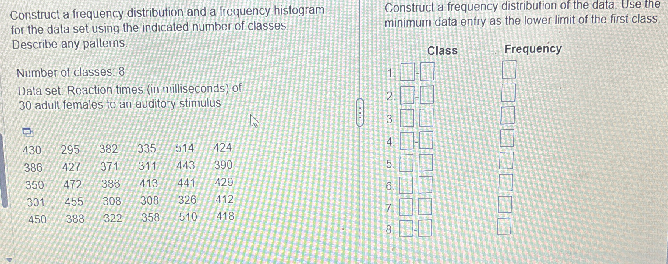 Solved Construct a frequency distribution and a frequency | Chegg.com