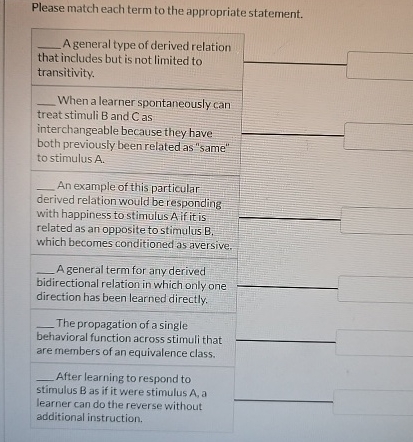 Solved Please match each term to the appropriate | Chegg.com
