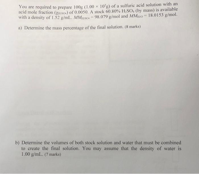 Solved You are required to prepare 100 g(1.00×102 g) of a | Chegg.com