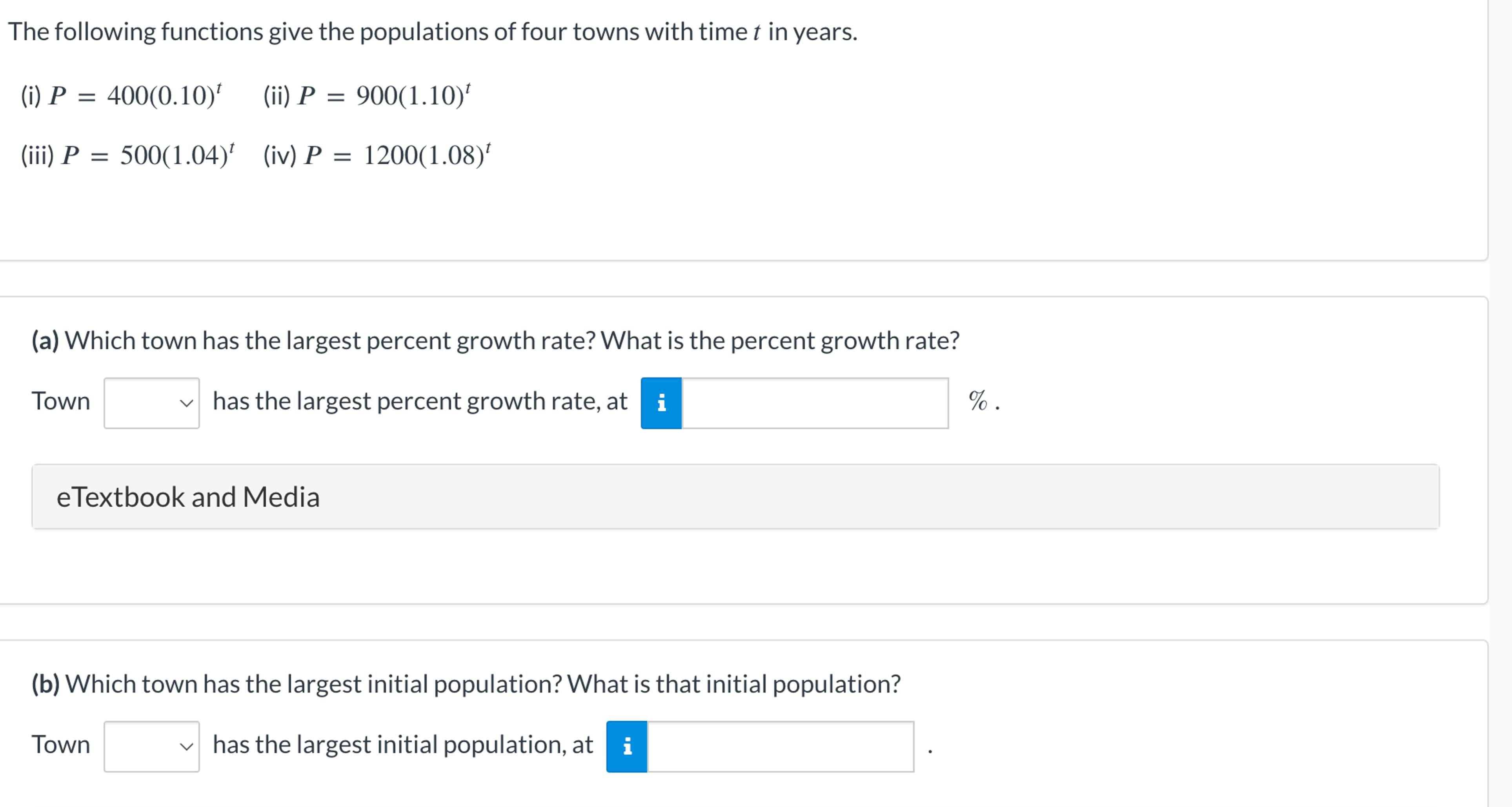 Solved The following functions give the populations of four | Chegg.com