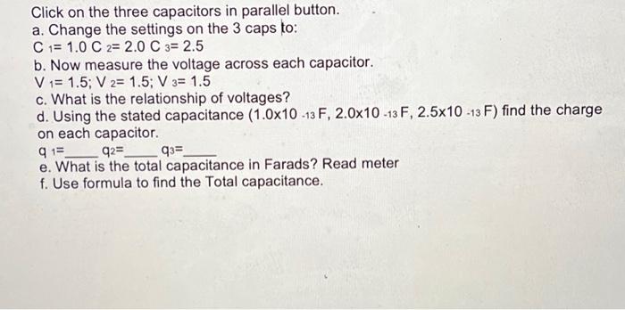 Solved Click on the three capacitors in parallel button. a. | Chegg.com