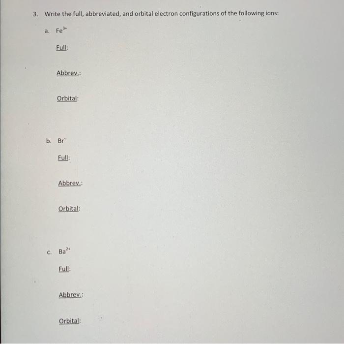 Solved Finding The Full Abbreviated And Orbital Electron