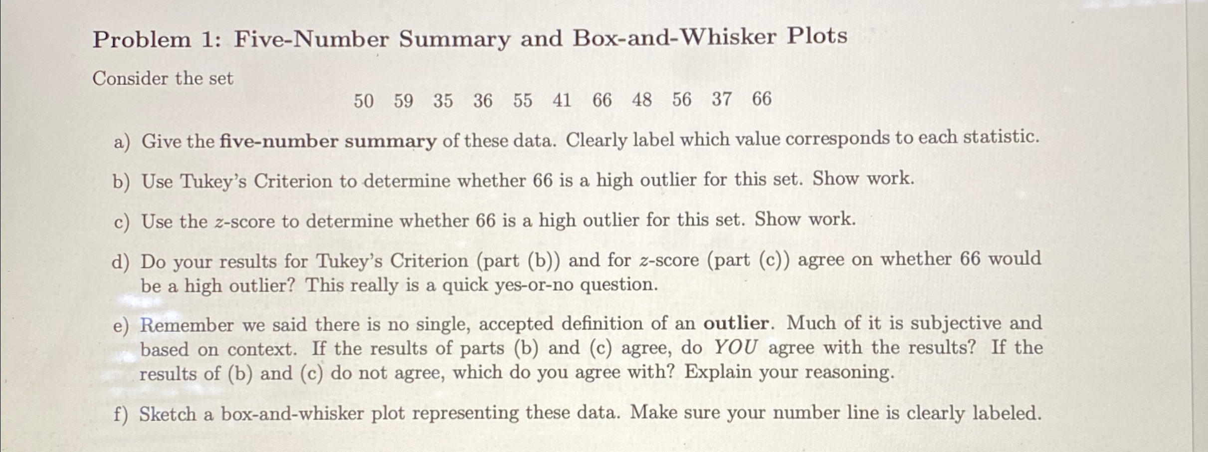 Solved Problem 1: Five-Number Summary and Box-and-Whisker | Chegg.com
