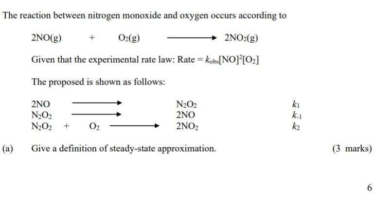 Solved The reaction between nitrogen monoxide and oxygen | Chegg.com