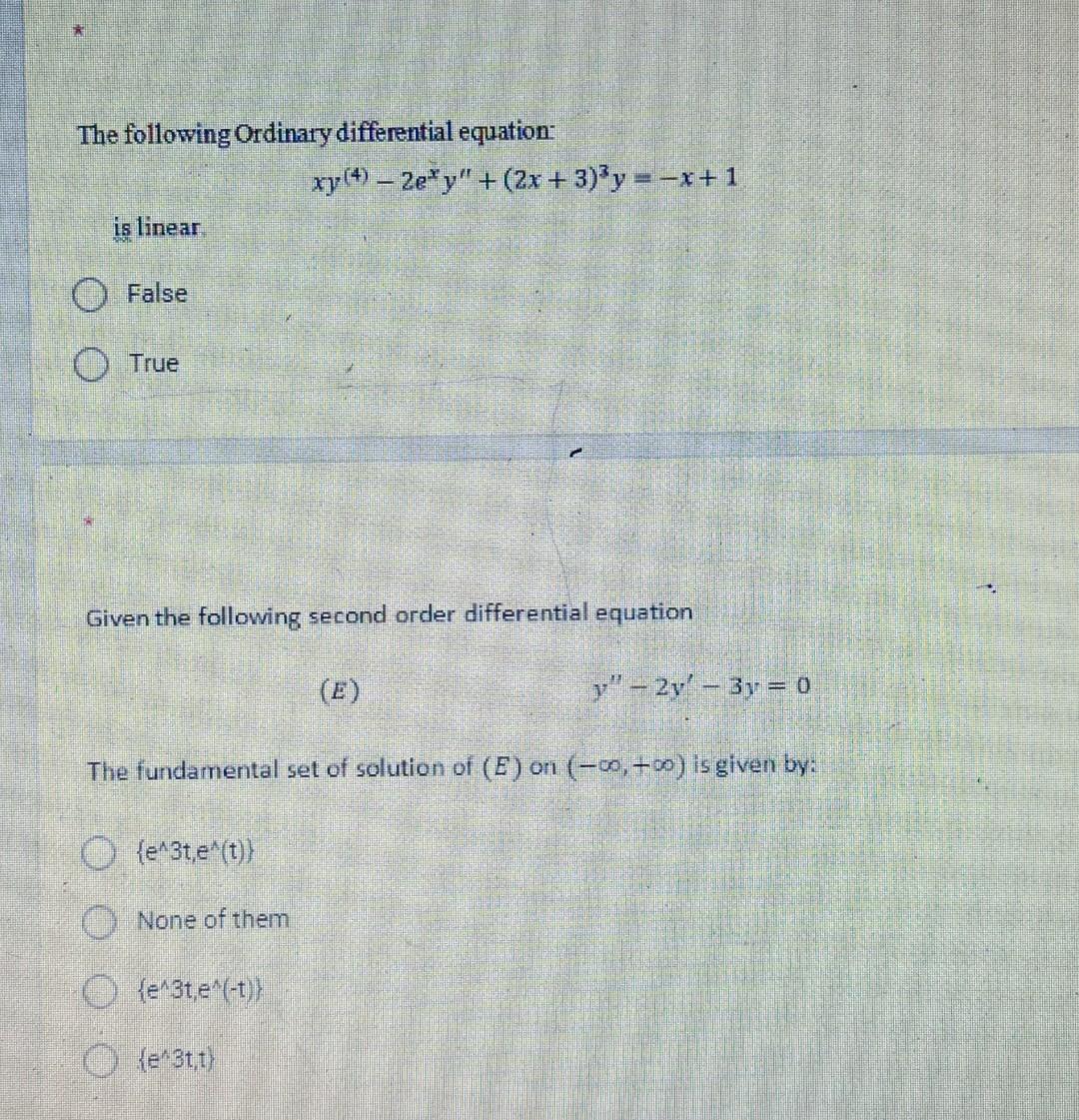 Solved The following Ordinary differential equation: | Chegg.com
