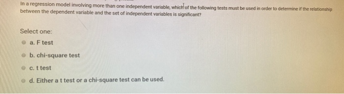 Solved In a regression model involving more than one | Chegg.com