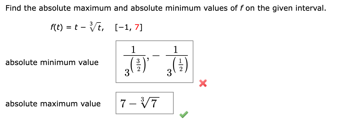 Solved Find the absolute maximum and absolute minimum values | Chegg.com