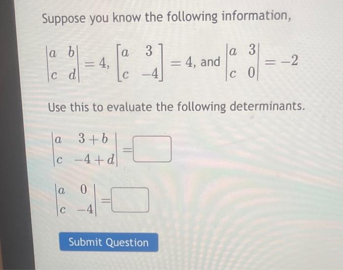 Solved Suppose you know the following information, | Chegg.com