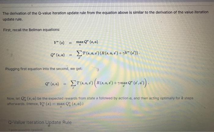 Solved The Derivation Of The Q Value Iteration Update Rule 2194