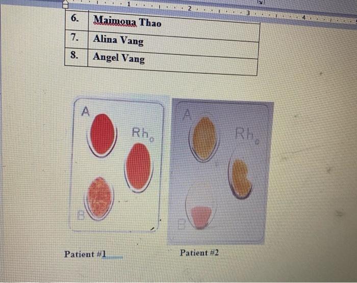 Solved 2. 3 6. 7. Maimoua Thao Alina Vang Angel Vang 8. А A | Chegg.com