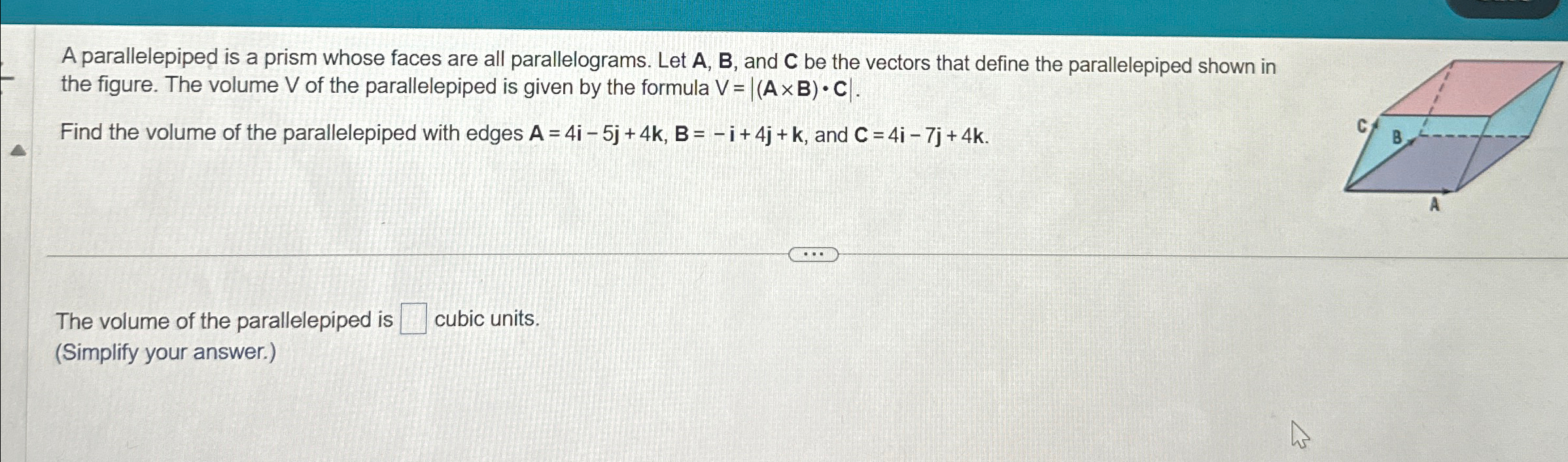 Solved A parallelepiped is a prism whose faces are all | Chegg.com