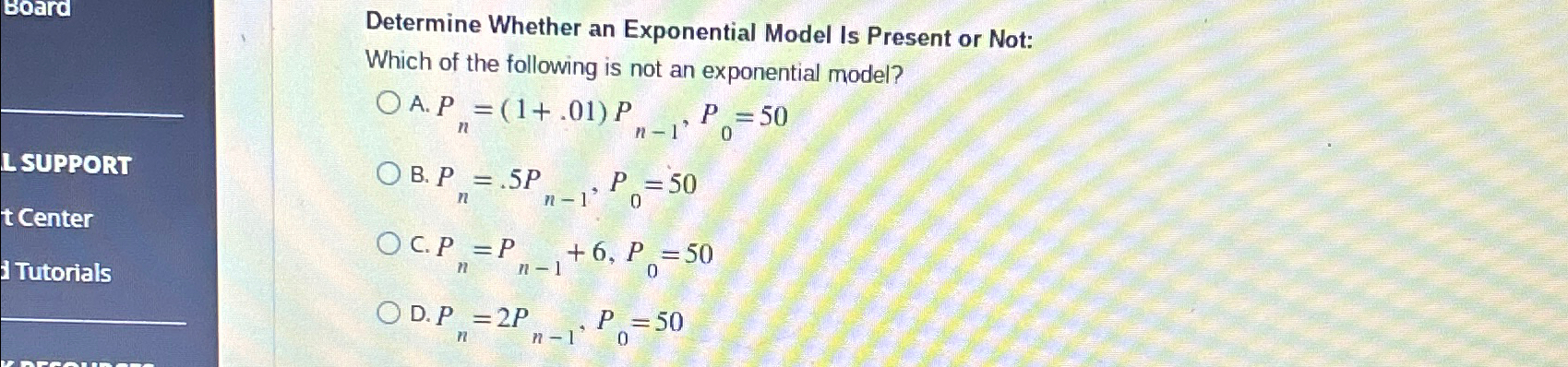 Solved Determine Whether an Exponential Model Is Present or | Chegg.com