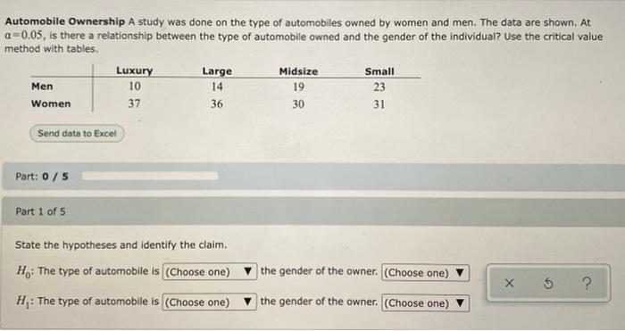 Solved Automobile Ownership A study was done on the type of | Chegg.com