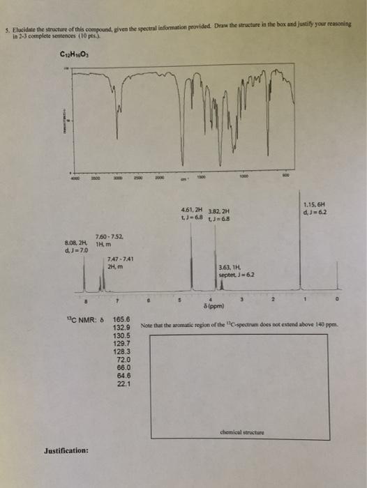 Solved 5. Elucidate the structure of this compound, given | Chegg.com