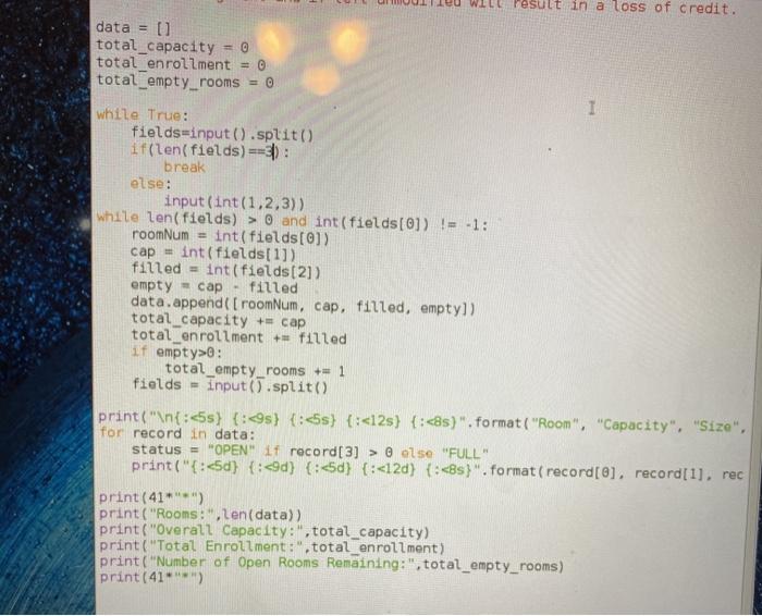 Solved 585 ranger2$ python3 classrooms.py input(int(1,2,3) | Chegg.com
