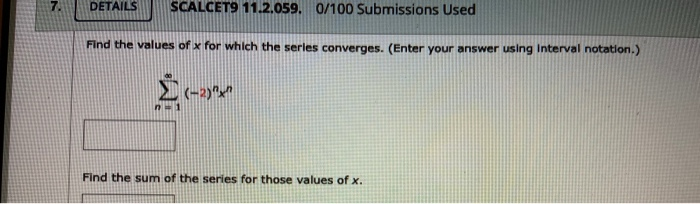 Solved DETAILS SCALCET9 11.2.059.0/100 Submissions Used Find | Chegg.com