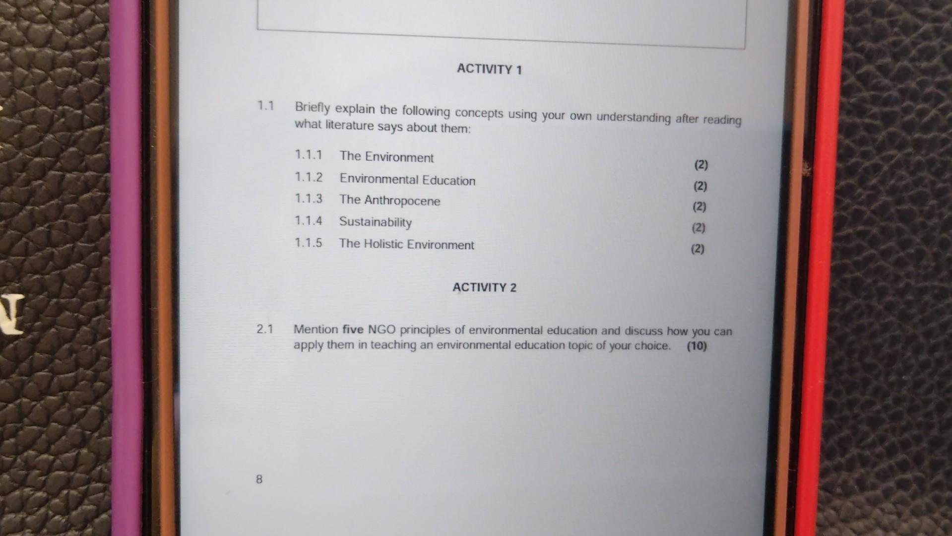 1.1 Briefly explain the following concepts using your | Chegg.com