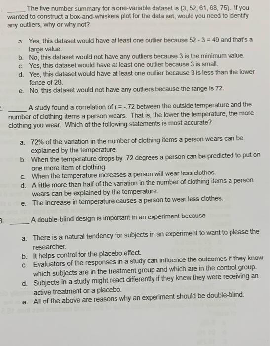 Solved The five number summary for a one-variable dataset is | Chegg.com