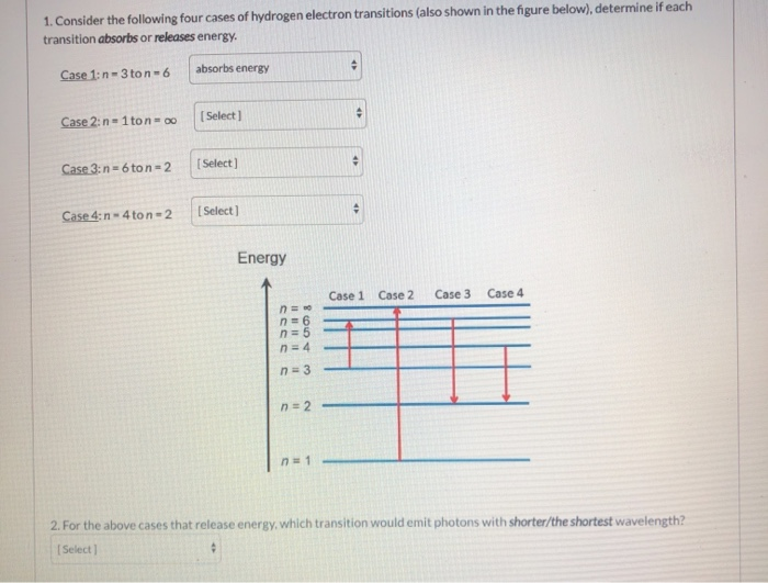 Solved 1 Consider The Following Four Cases Of Hydrogen