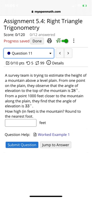Solved myopenmath.com Assignment 5.4: Right Triangle | Chegg.com